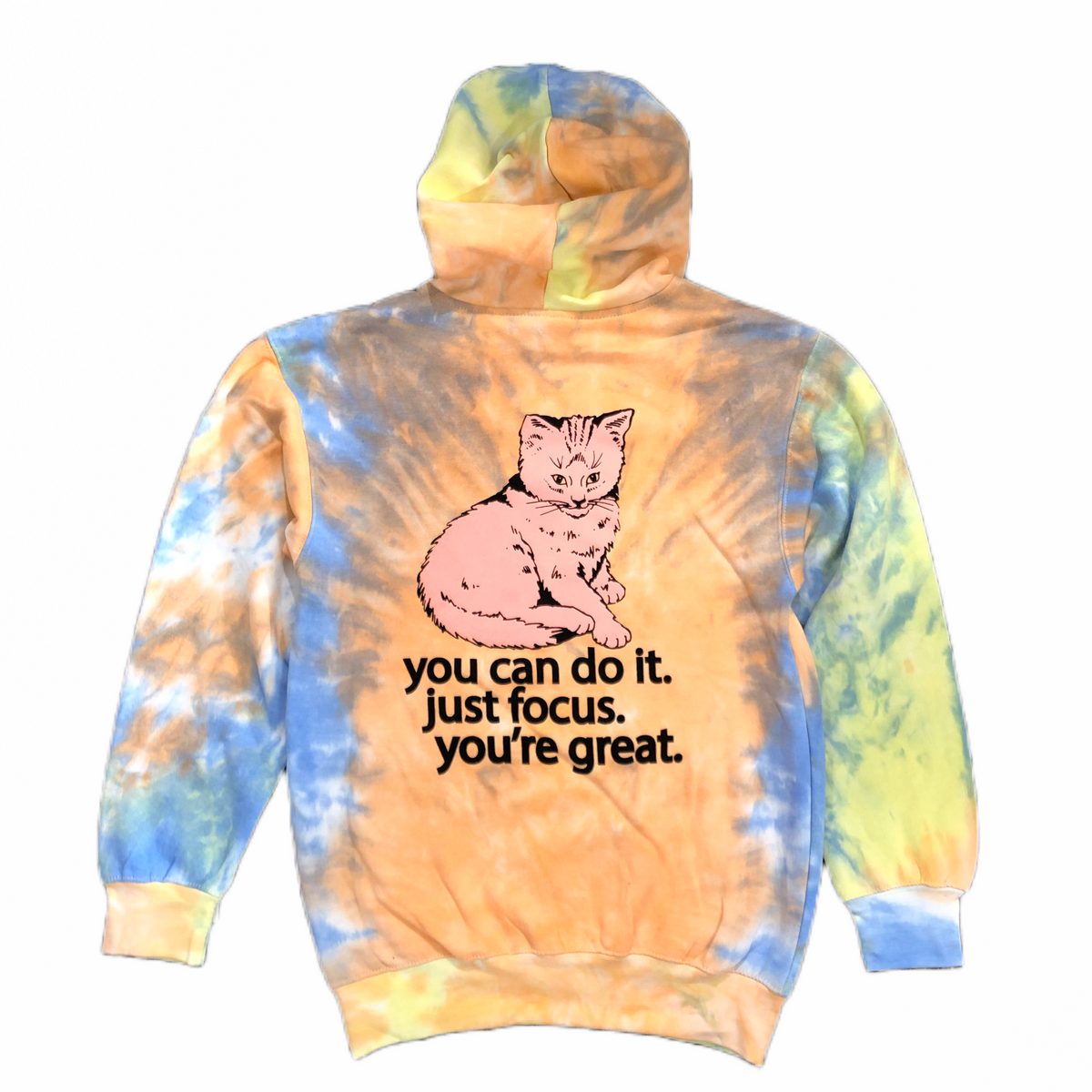 Focus Cat Tie-Dye Hoodie - Funnel Cake Sunrise – badknees