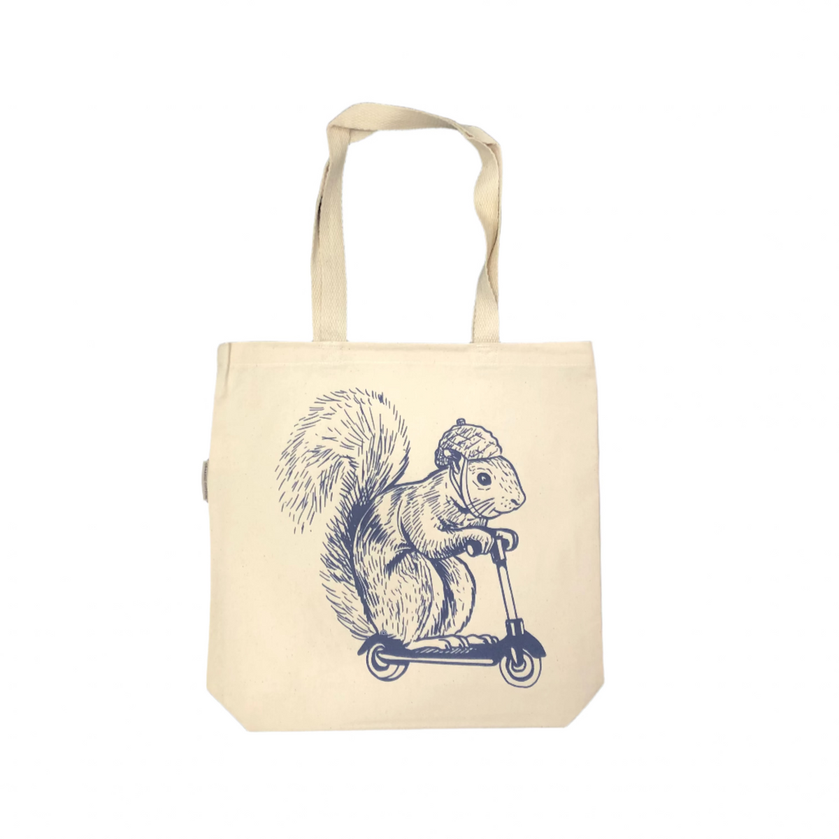 Squirrel On A Bird Tote Bag - Natural Navy – badknees