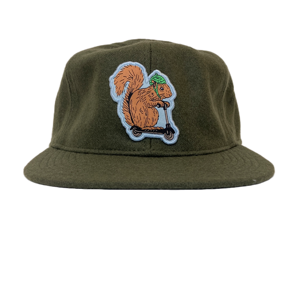 Squirrel on a Bird Hat - Army Wool – badknees